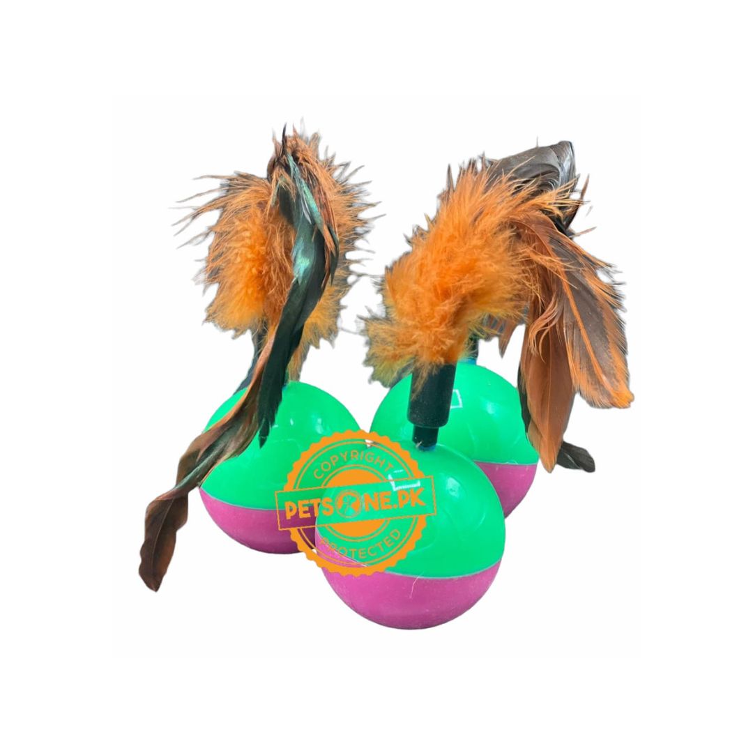 Cat Toys / Ball With Feather - PetsOne.pk