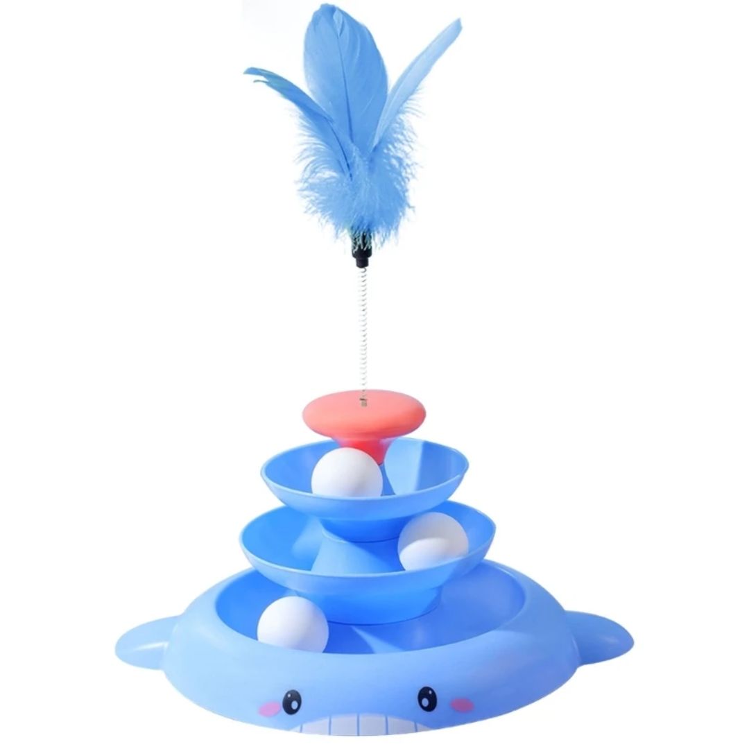 Fish Face Funny Cat Pet Toy Cat Toys Intelligence Triple Play Disc Cat ...
