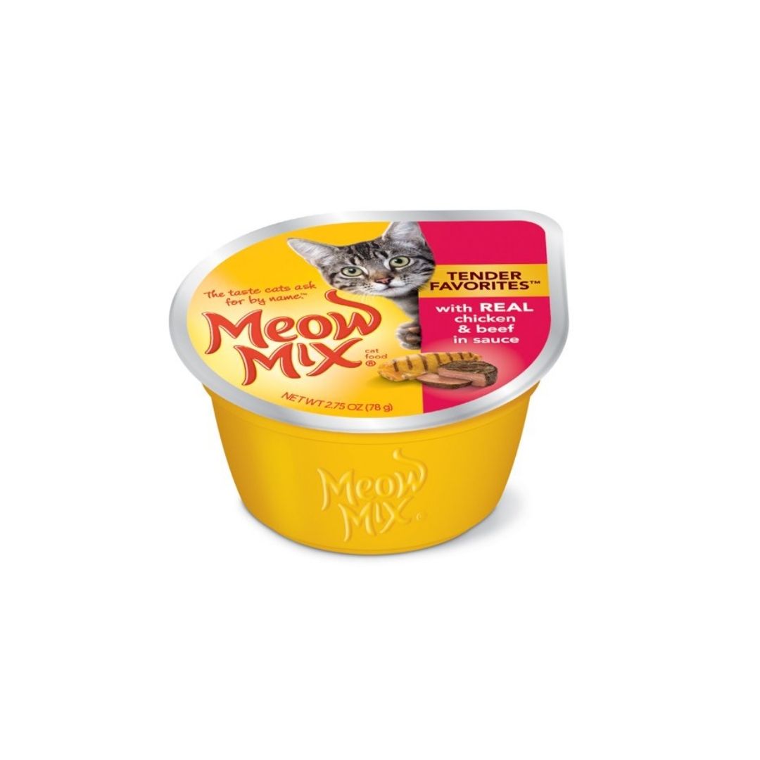 Meow Mix Tender Favorites With Real Chicken and Beef in Sauce - PetsOne.pk