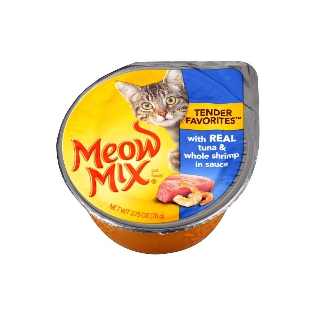 Meow Mix Tender Favorites With Real Tuna and Whole Shrimp in Sauce ...