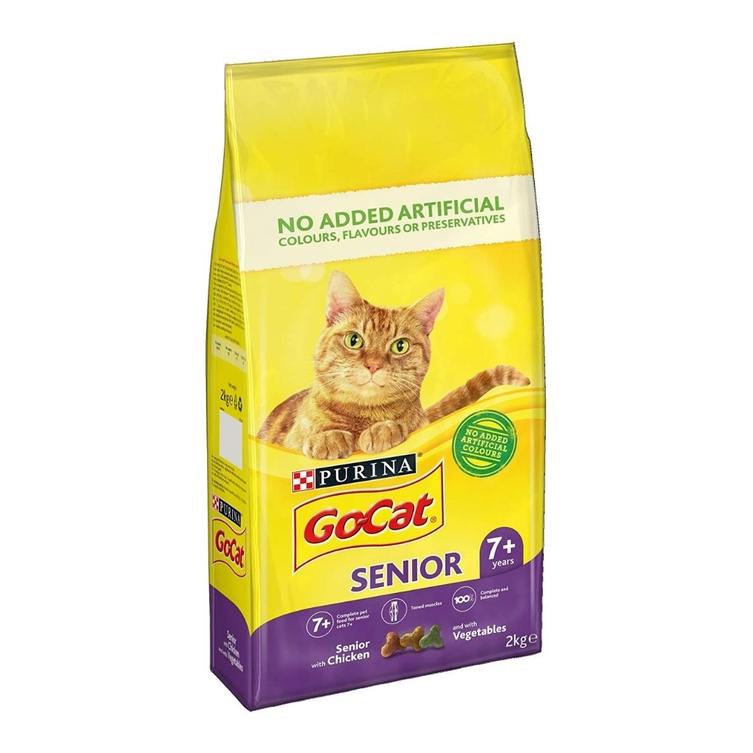 Purina GoCat Senior 7+ Dry Cat Food with Chicken, Turkey and Vegetables ...