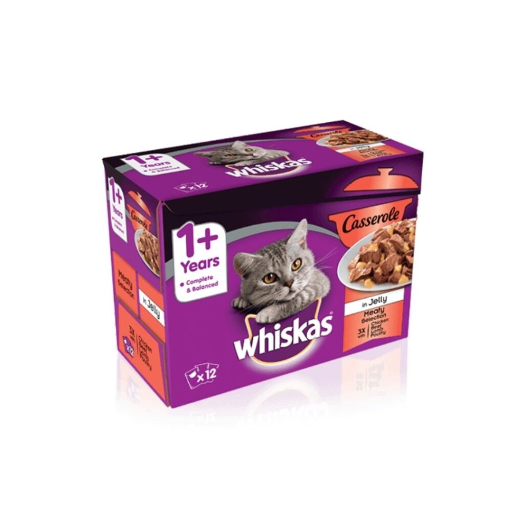 Whiskas 1+ Cat Pouches Casserole Meaty Selection in Jelly 12 x 100g ...