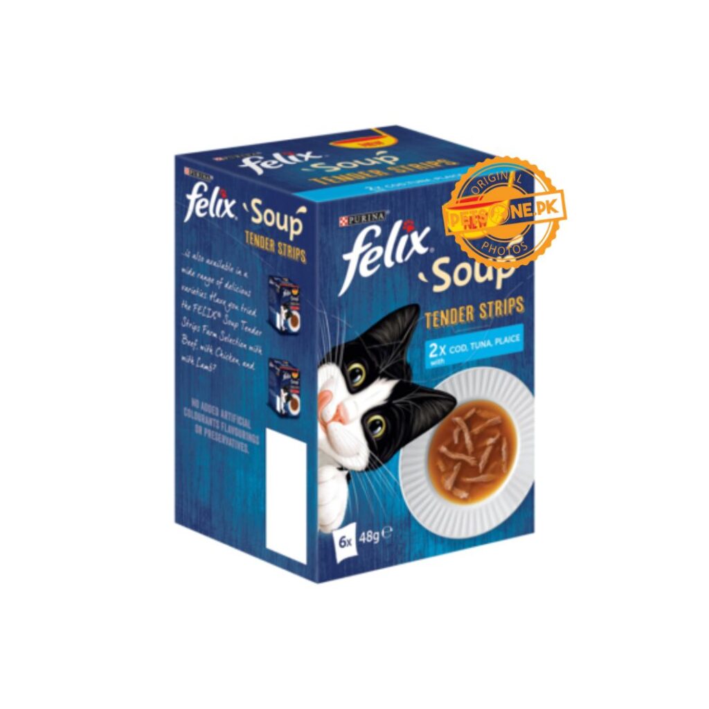 Felix Soup Tender Strips with FISH (COD Tuna Plaice) Wet Cat Food (6 x ...