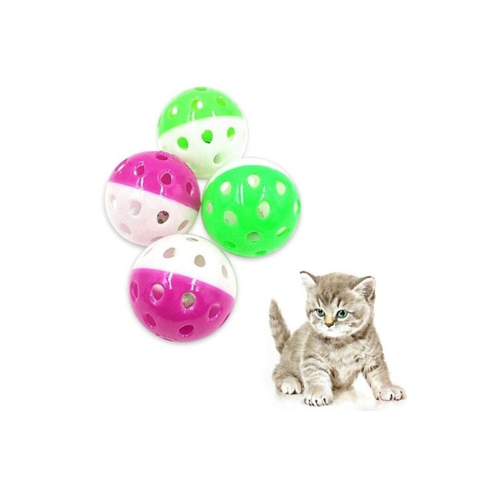 Nunbell Cat Balls With Bell (Pack Of 4 Balls) - PetsOne.pk