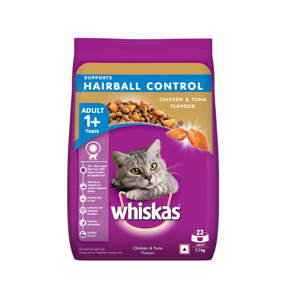 Whiskas 1+ Hairball Control Cat Food Chicken And Tuna Flavor - PetsOne.pk