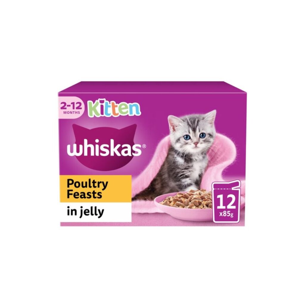 Whiskas kitten Pouches Poultry Feast In Jelly – 12 Pouch Box - PetsOne.pk