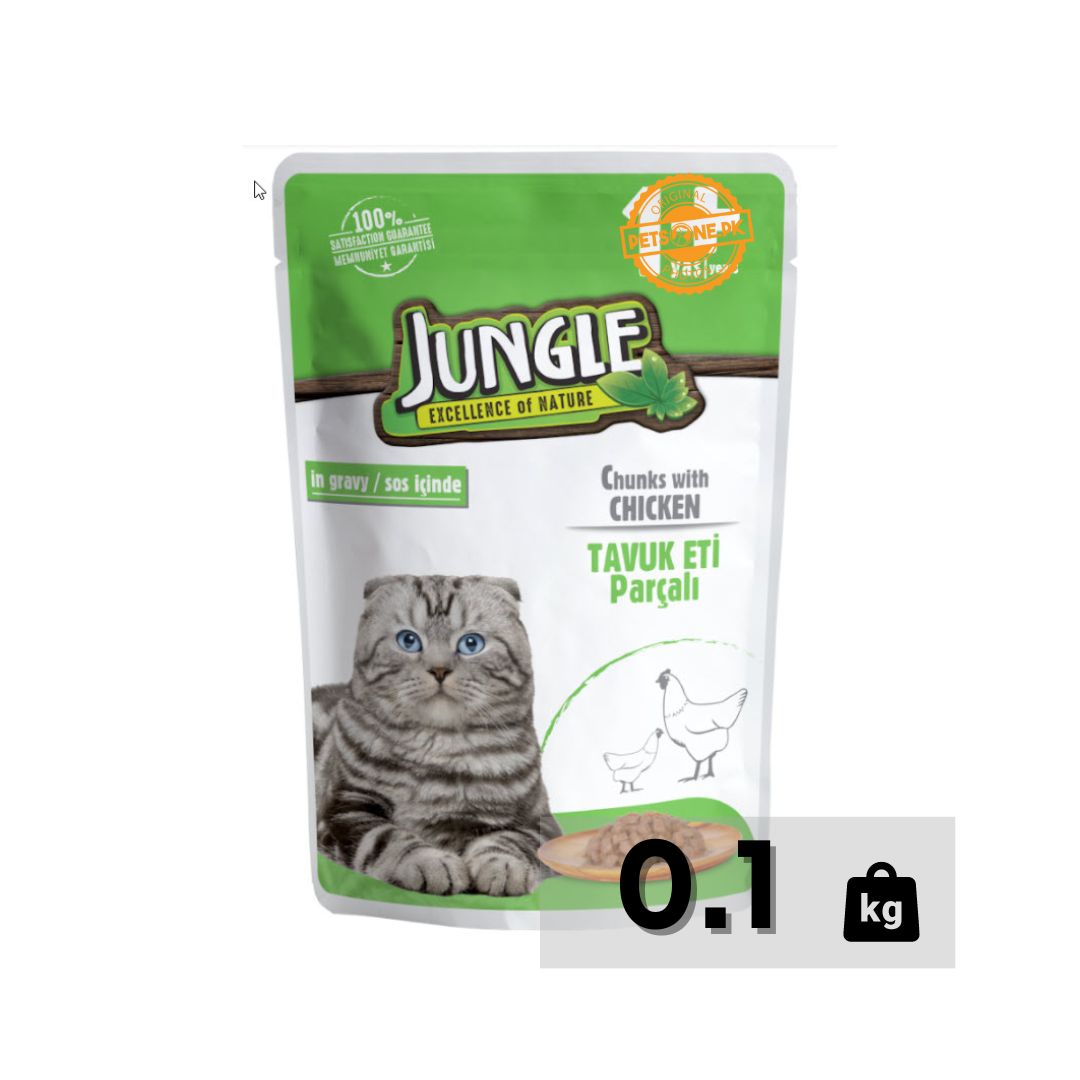 Jungle Pouches for Adult Cat Chunks In Gravy – 100 Gram – Chicken ...