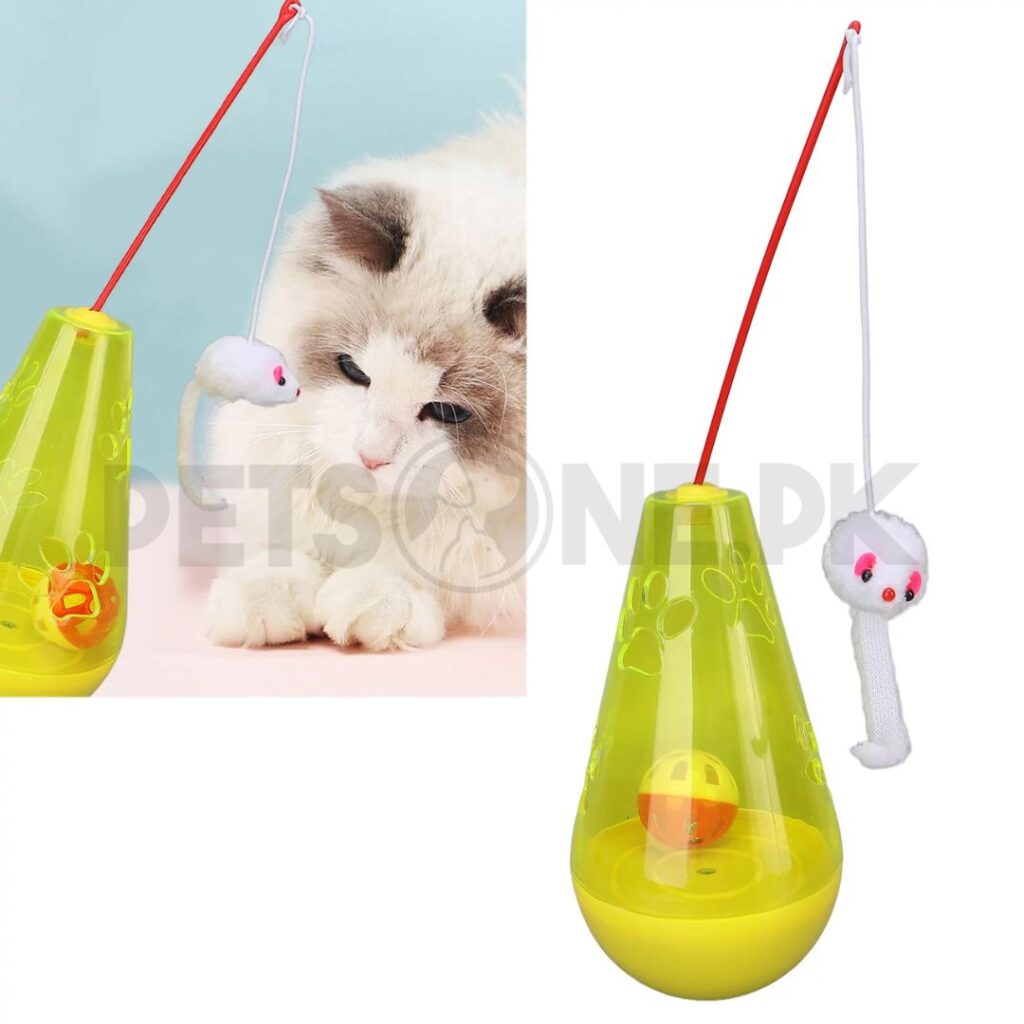 Interactive Snack Toy With Ball and Plush Mouse Cat Stick - PetsOne.pk