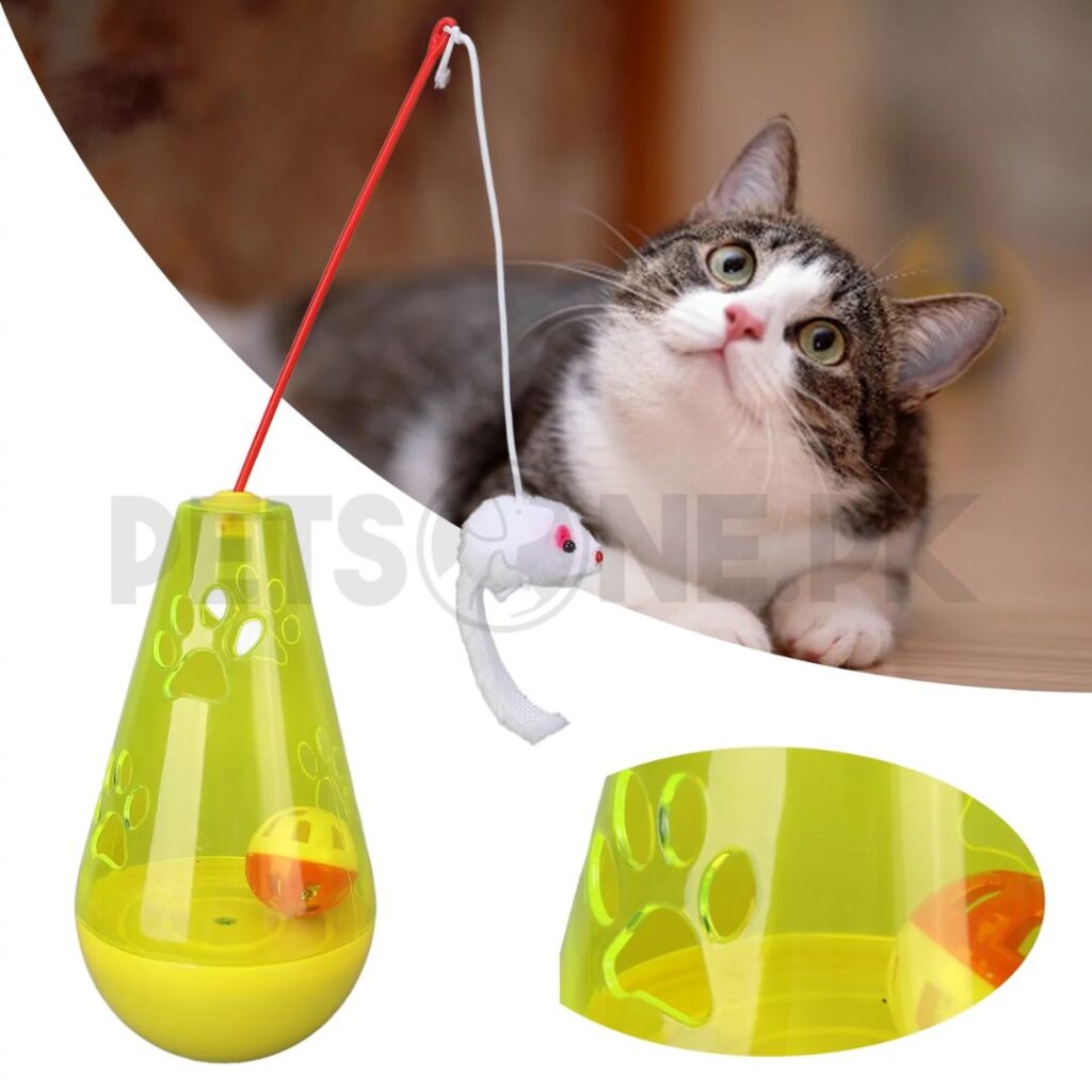 Interactive Snack Toy With Ball and Plush Mouse Cat Stick - PetsOne.pk
