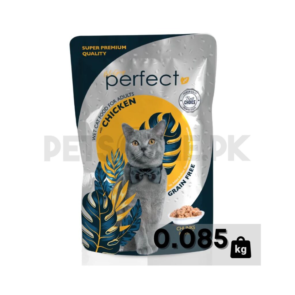 Perfect Chicken Chunks In Jelly Adult Cat Food Pouch - 85 Gram - PetsOne.pk