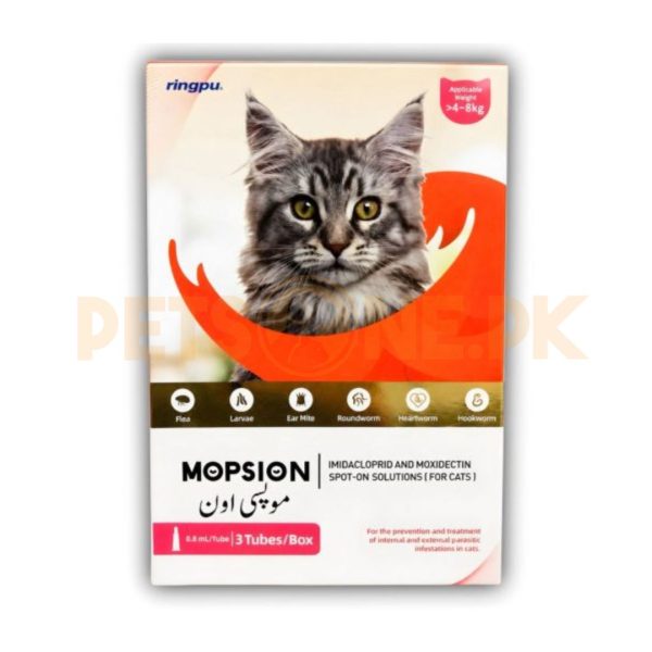Mopsion Spot On for Cats Under 4kg - Flea, Ear Mite And Worm Protection ...